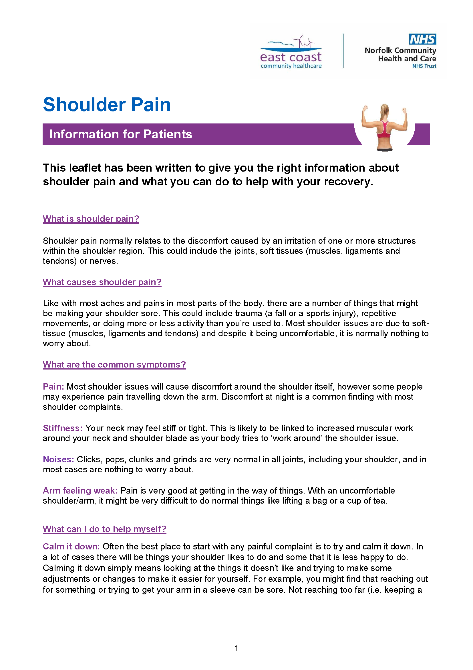 Downloadable leaflets | Norfolk & Waveney Community Musculoskeletal ...