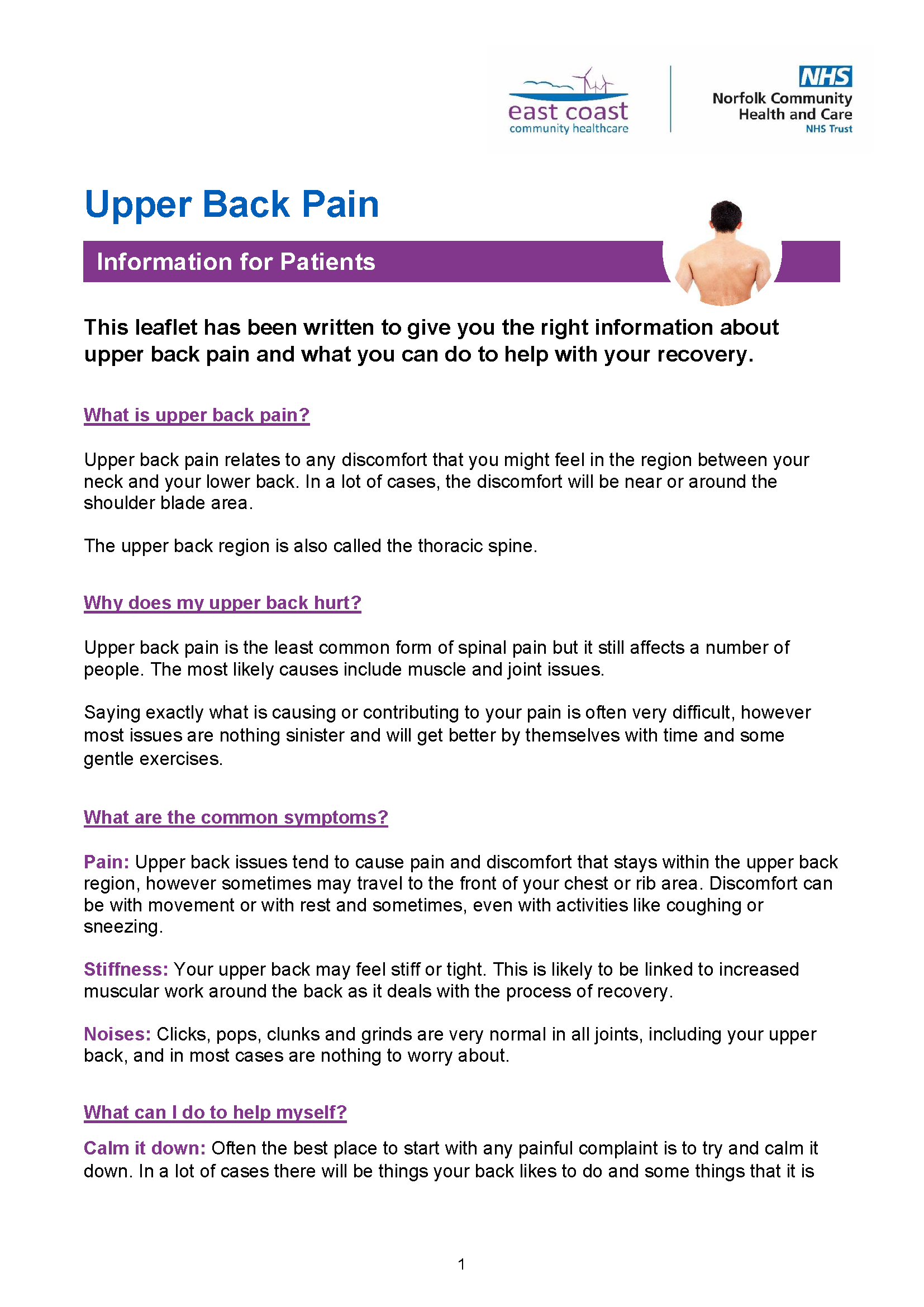 Downloadable leaflets | Norfolk & Waveney Community Musculoskeletal ...