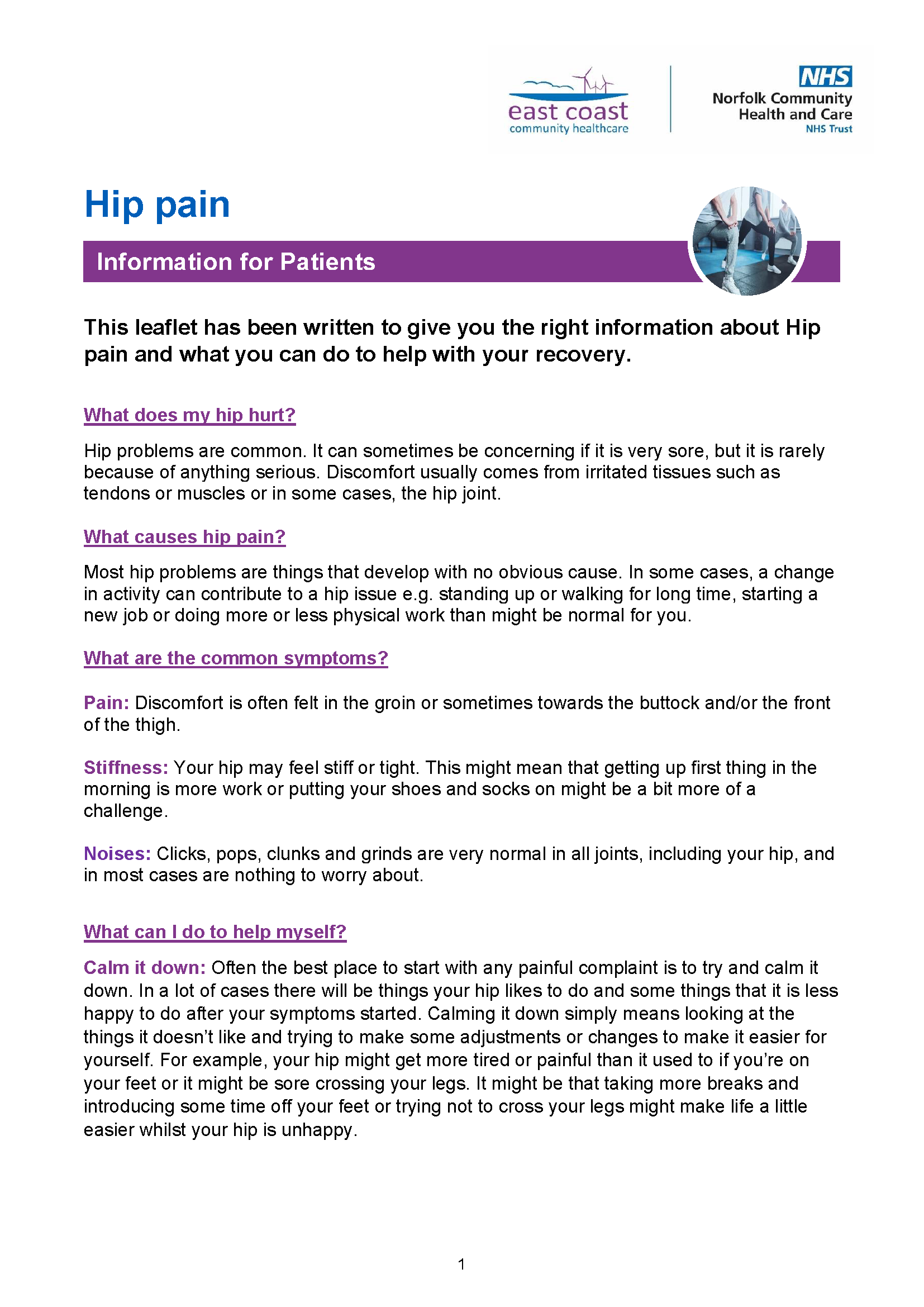 Downloadable leaflets | Norfolk & Waveney Community Musculoskeletal ...